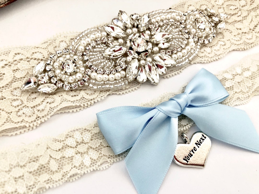 Vintage Wedding Garter Blue, Blue Bridal Garter Set, Something Blue ...