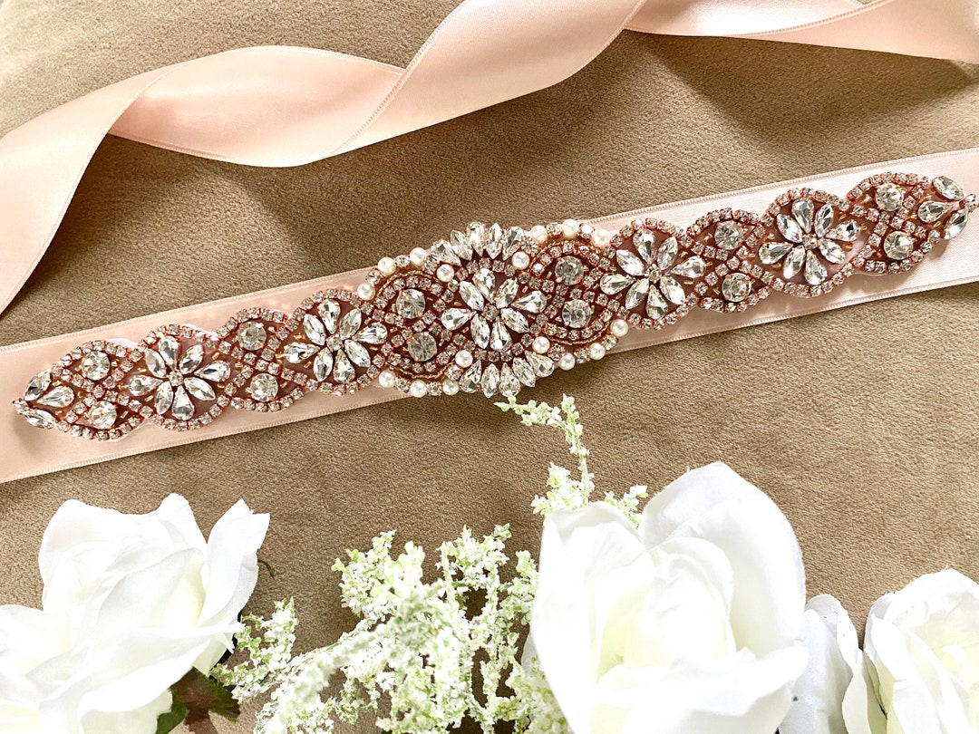 Unique Rose Gold Bridal Sash, Dusty Rose Wedding Sash, Satin Bridal ...