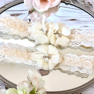 Wedding Garter Set Ivory, Lace Bridal Garter, Ivory Garter Set, Ivory ...