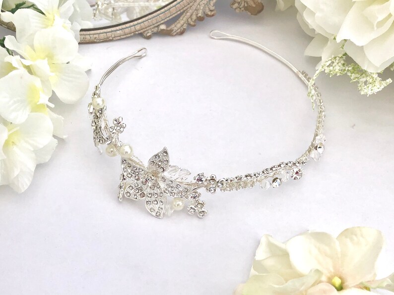 Bridal Headband Crystal Silver Wedding Headband Crystal Etsy