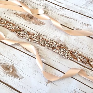 Rose Gold Sash, Rose Gold Belt, Wedding Belt, Rhinestone Bridal Belt ...