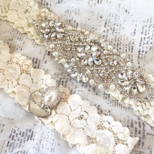 Wedding Garter Set Ivory, Wedding Garter Belt, Wedding Garter Ivory ...