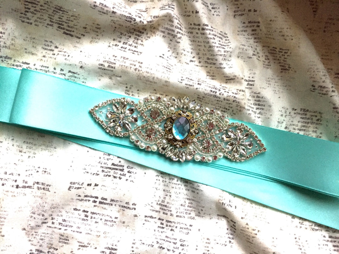 Turquoise Bridal Sash, Aqua Wedding Sash, Something Blue Sash, Mint ...
