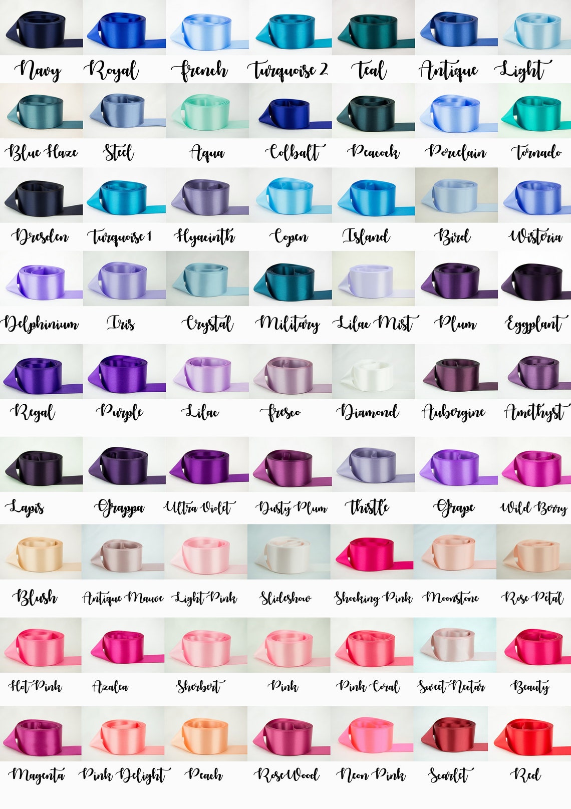 Satin Ribbon Color Options - Etsy