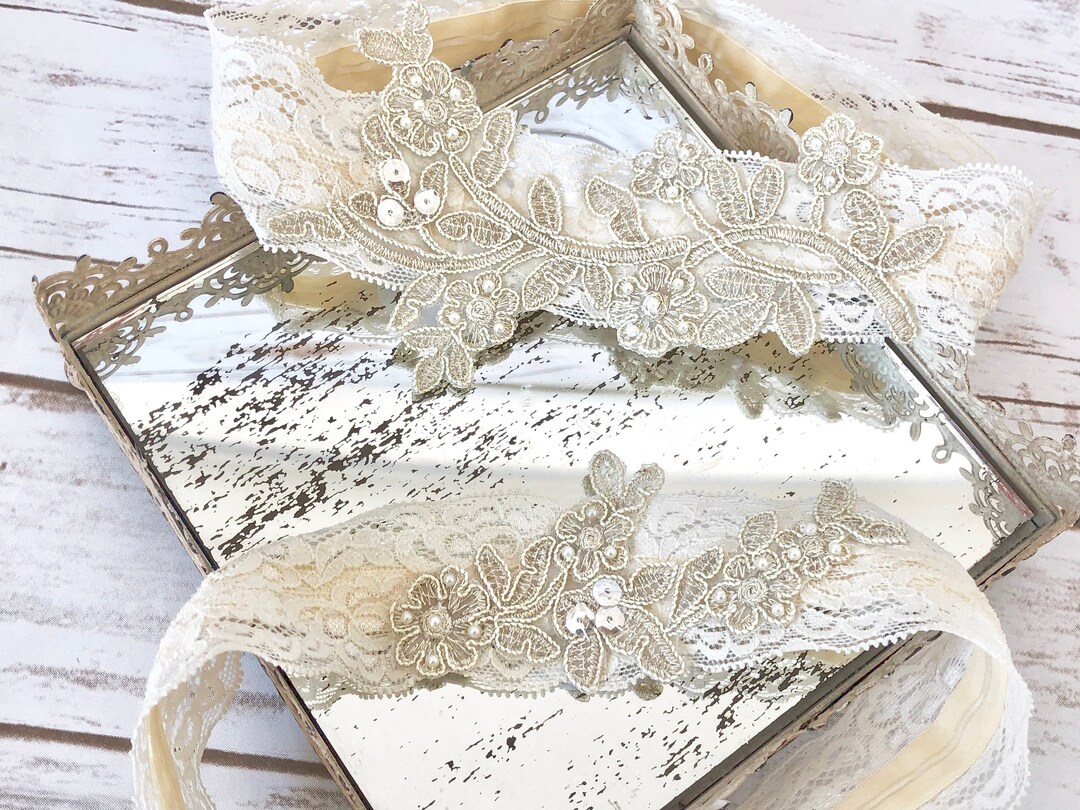 Wedding Garter No Slip Garter Set Lace Bridal Garter Set - Mermaid ...