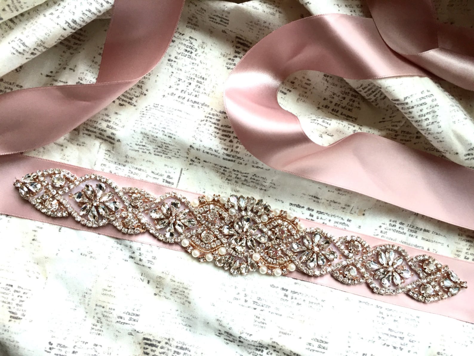 Rose Gold Wedding Sash Rhinestone Wedding Dress Sash - Etsy