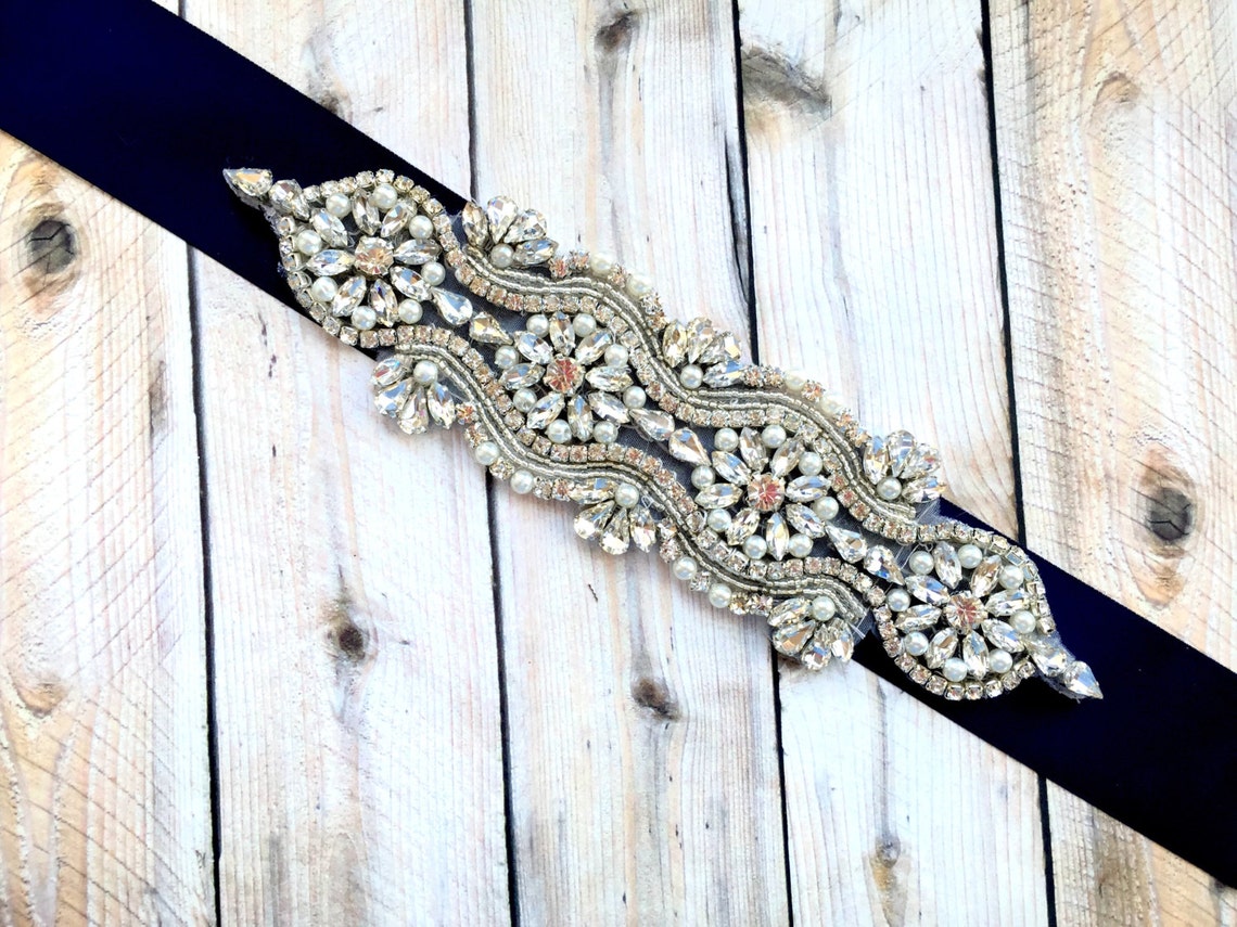 Rhinestone Wedding Sash Beaded Wedding Sash Bridal Sash | Etsy
