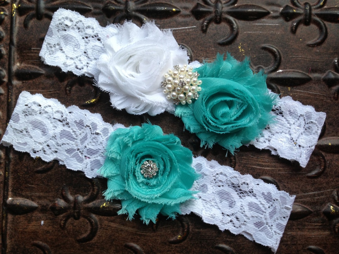 Turquoise Wedding Garter, Aqua Wedding Garter, Bridal Garter, Wedding ...