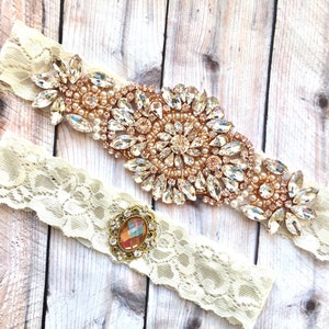 Wedding Garters Rose Gold, Rose Gold Lace Garters, Vintage Rose Gold ...