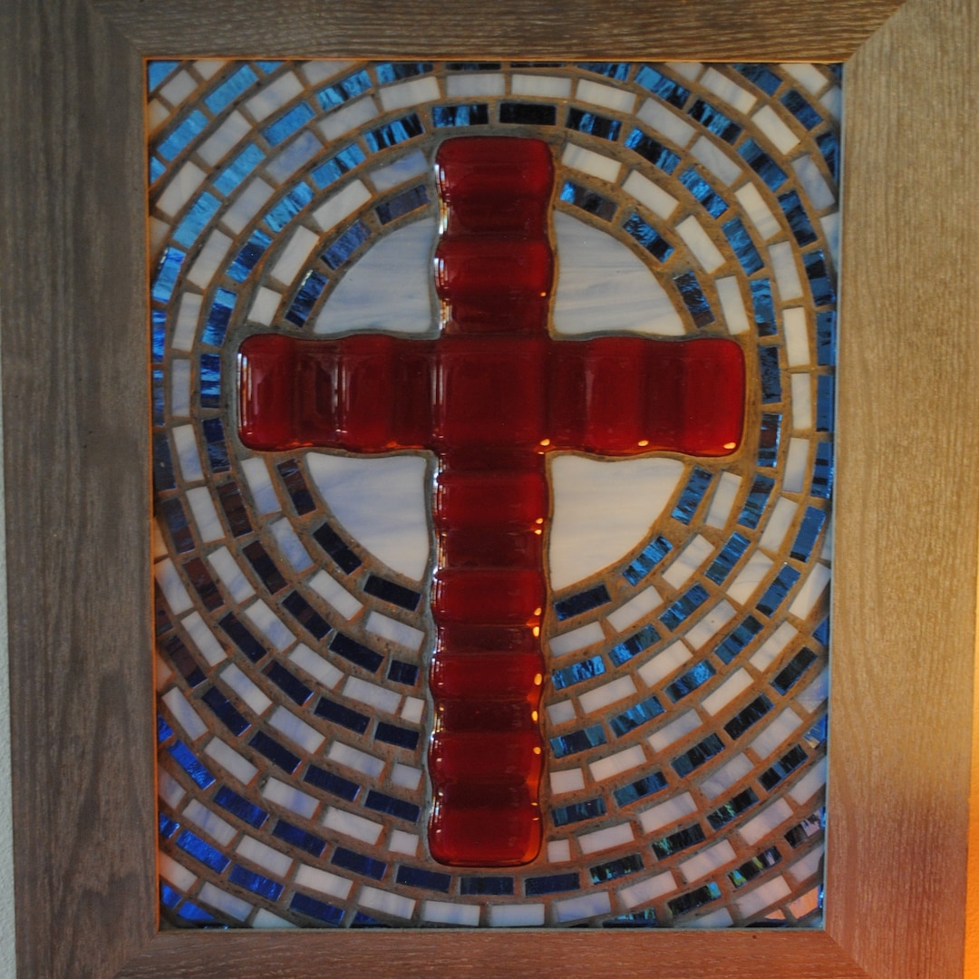 Fused Red Glass Cross Mosaic Wall Hanging - Etsy