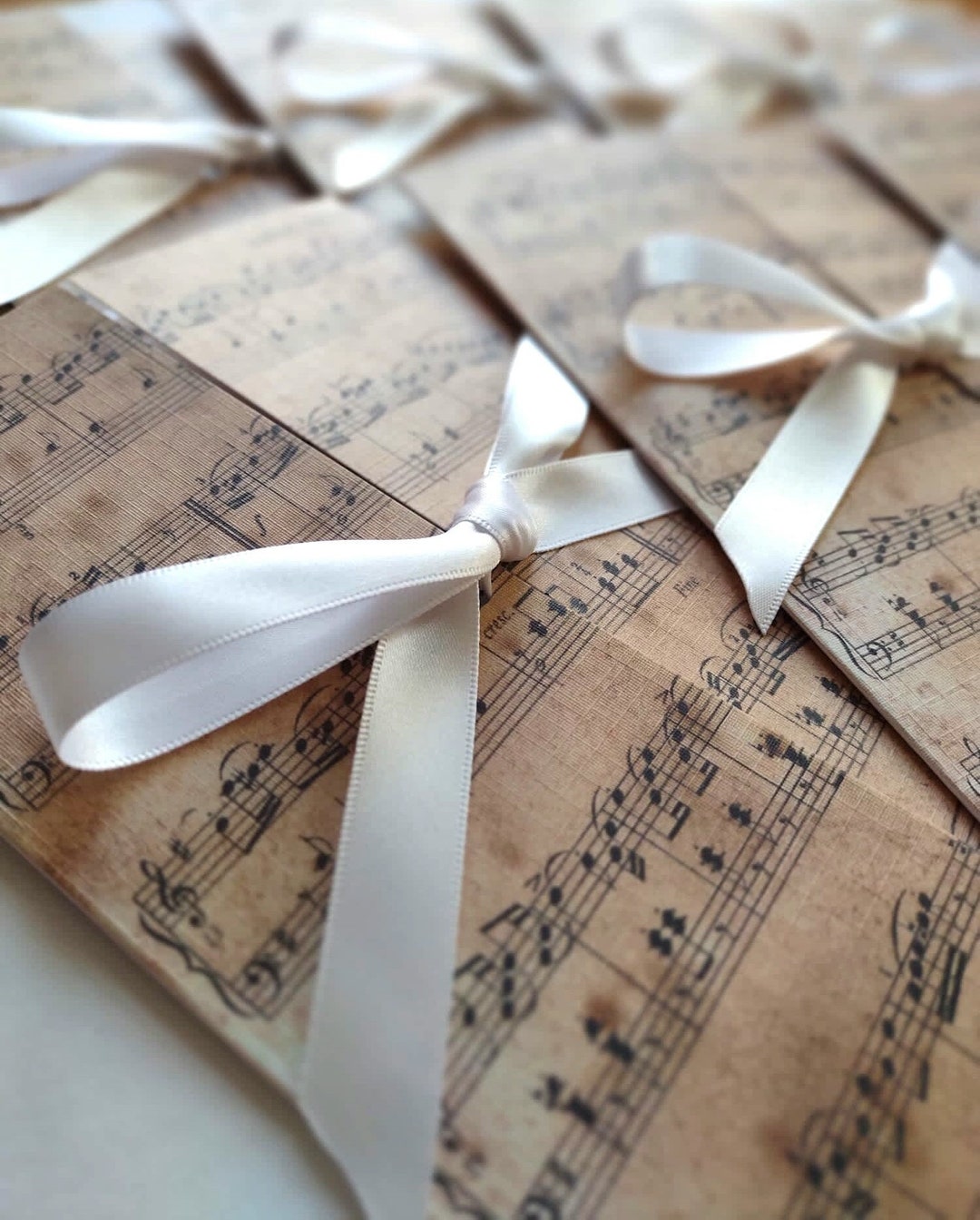 Vintage Sheet Music Wedding Invitation: Elegant Gatefold With Ribbon ...