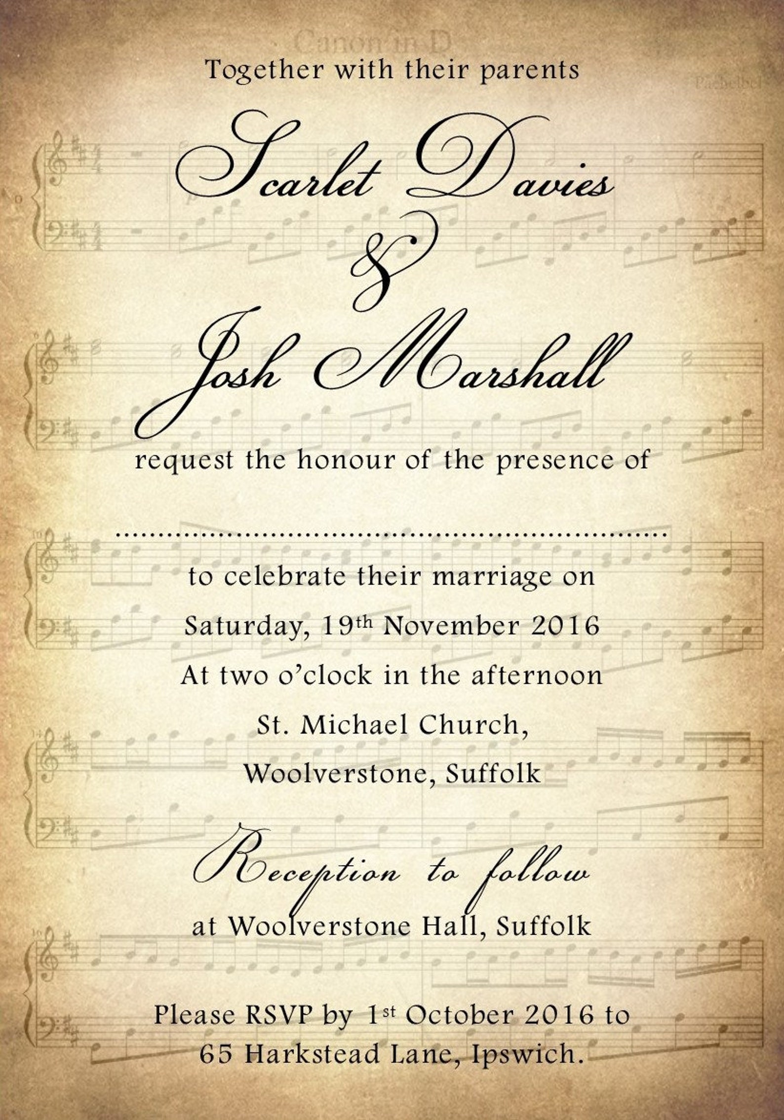 Music Invitation "scarlet" - Etsy Australia