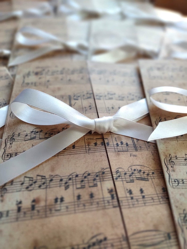Vintage Sheet Music Wedding Invitation: Elegant Gatefold With Ribbon ...