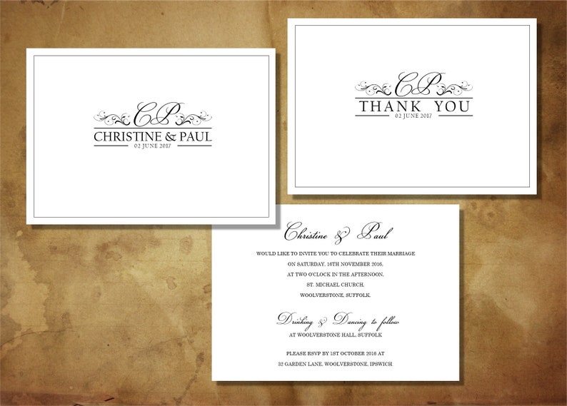 Elegant Plain Invitation christine - Etsy UK