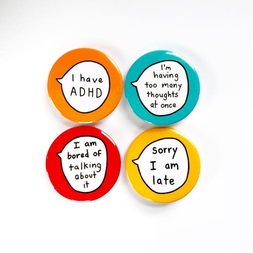ADHD Kit Set of 6 Pin Badge Buttons - Etsy