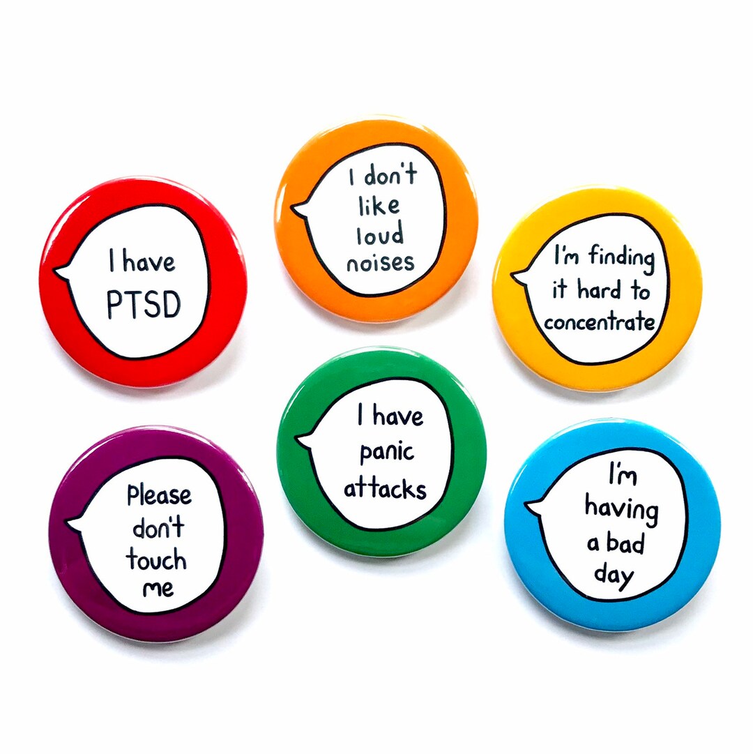 PTSD Kit 2 - Set of 6 Pin Badge Buttons - Etsy