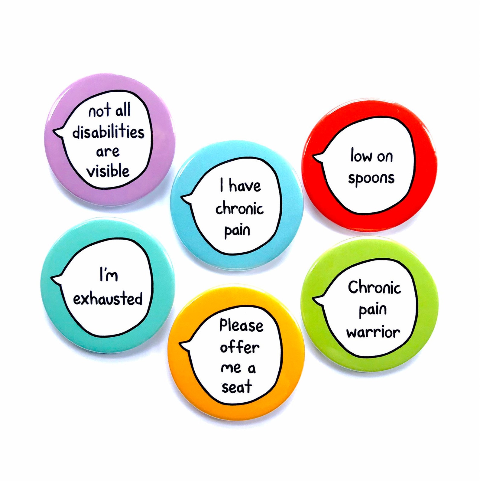 Chronic Pain Kit Set of 6 Pin Badge Buttons | Etsy
