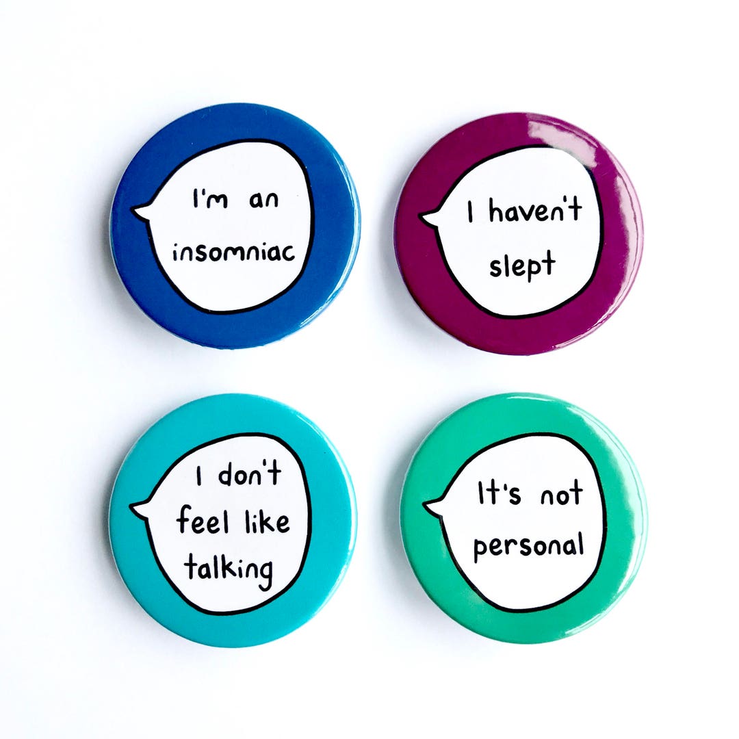 Insomnia Kit - Pin Badge Button Set of 4 - Etsy