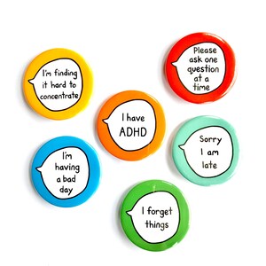 ADHD Kit - Set of 6 Pin Badge Buttons - Etsy