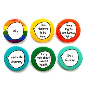 Activist Kit 1 - Set of 6 Activism Ally Pin Badge Buttons - Etsy