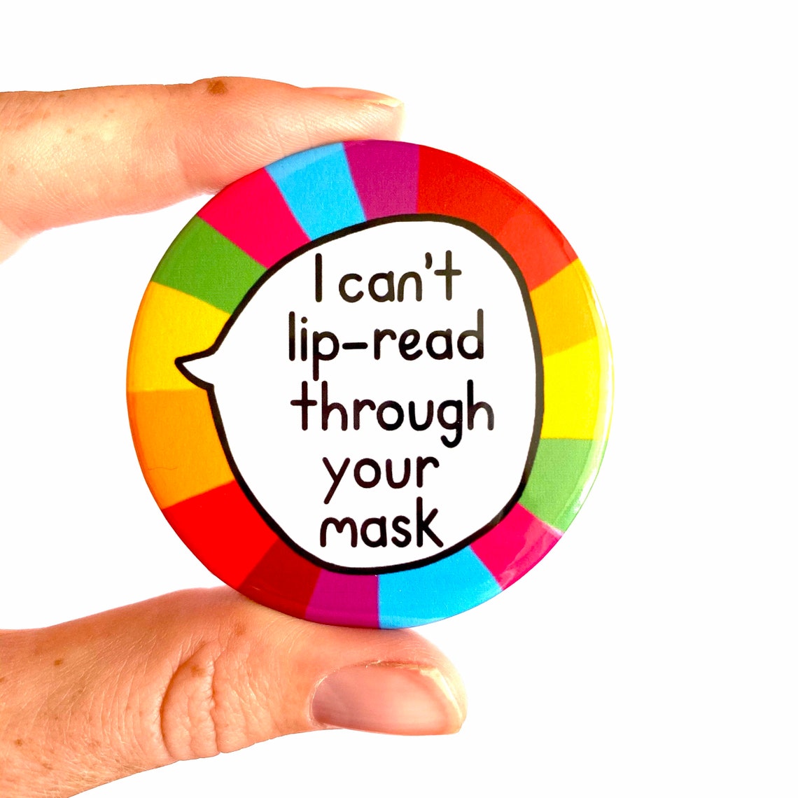 Large I Cant Lip Read Through Your Mask Deaf Hoh Pin | Etsy