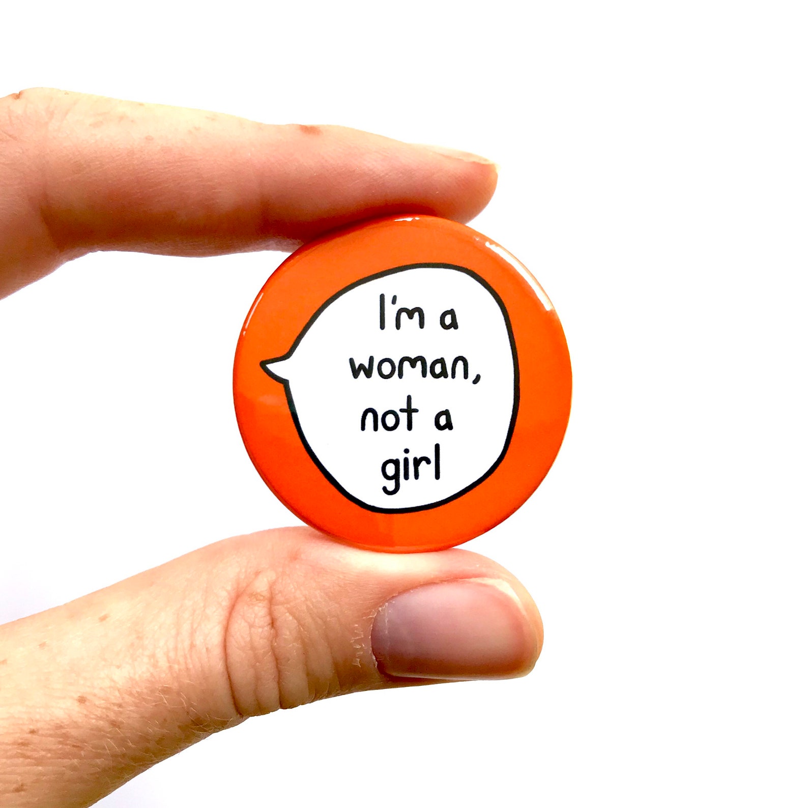 I'm A Woman Not A Girl Feminist Pin Badge Button - Etsy