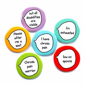 Chronic Pain Kit - Set of 6 Pin Badge Buttons - Etsy