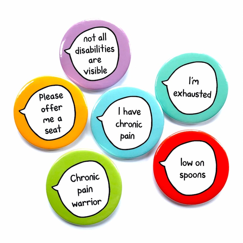 Chronic Pain Kit Set of 6 Pin Badge Buttons | Etsy