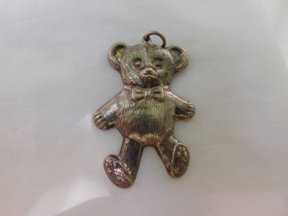 Sterling Silver Teddy Bear Pendant or Ornament - Gem