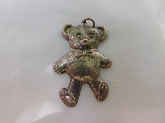 Sterling Silver Teddy Bear Pendant or Ornament - Gem