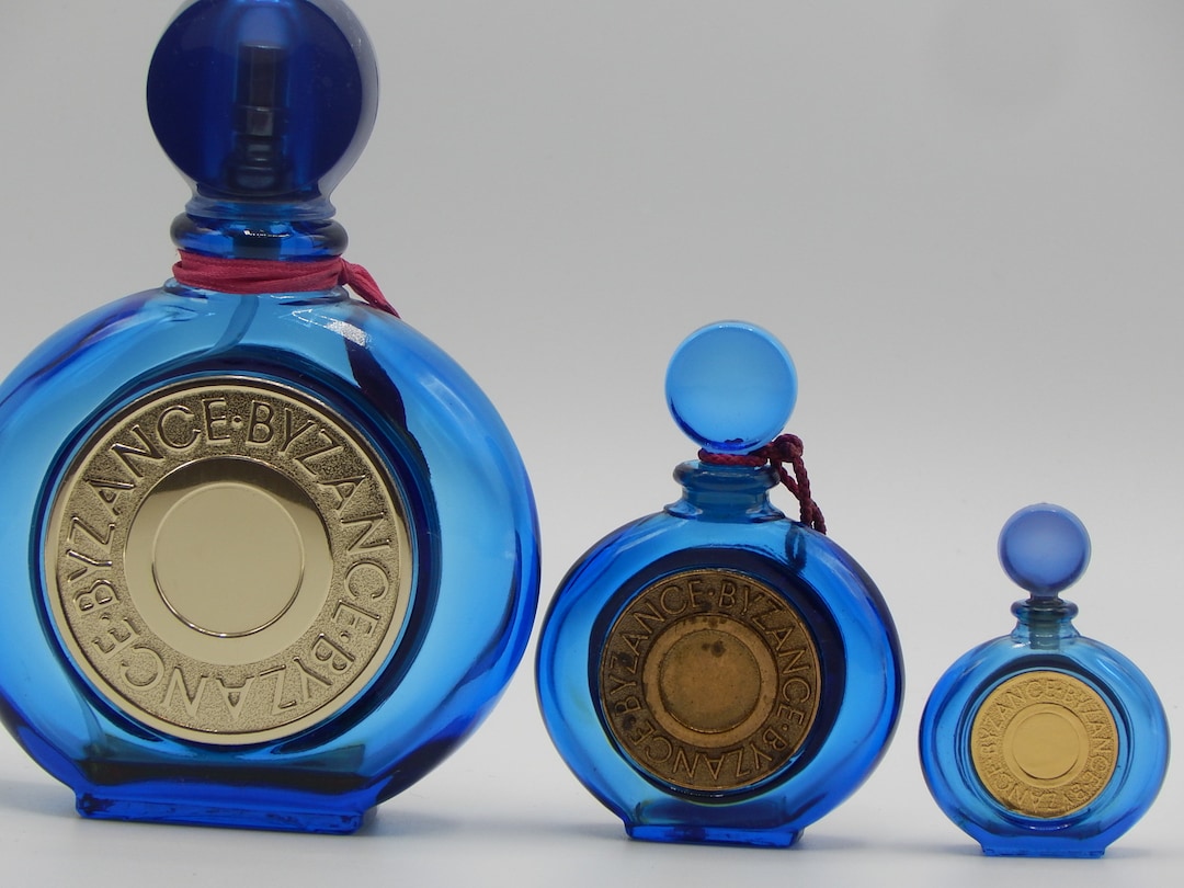 RARE Set of 3 Rochas Byzance Cobalt Blue Glass Perfume Bottles, Vintage ...