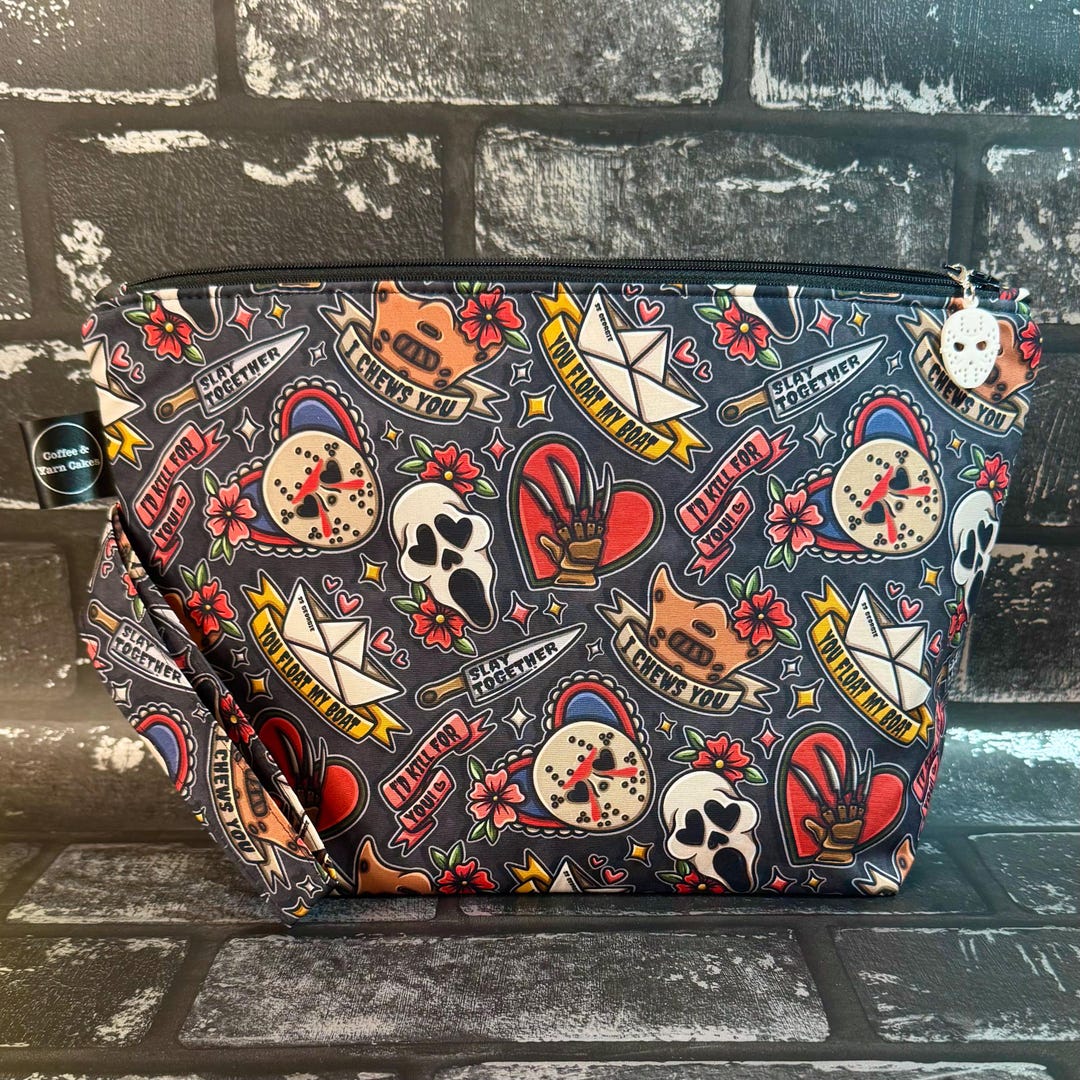 I Would Kill for You Horror Slasher Zipped Wedge Project Bag - Large Size - Knitting Crochet ...