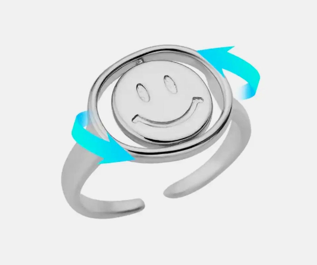 Smiley Face Fidget, Silver Smiley Face, Smiley Ring - Etsy