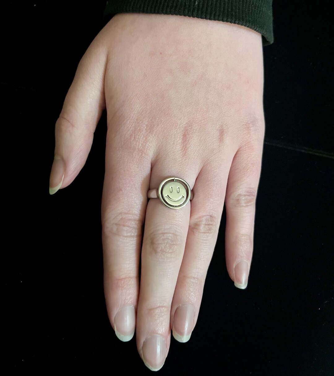 Smiley Face Fidget, Silver Smiley Face, Smiley Ring - Etsy