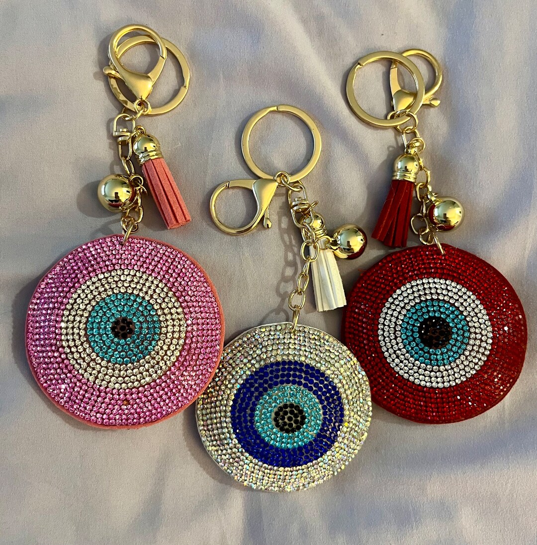 Evil Eye Keychain, Pink Evil Eye Keychain, Protection Keychain, Good ...