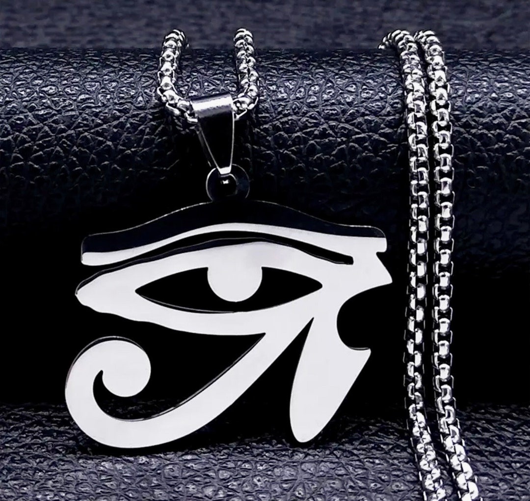 Eye of Horus Necklace, Silver Metal Charm, Egyptian Eye Necklaces, Jewelry Gifts, Men’s Necklace ...