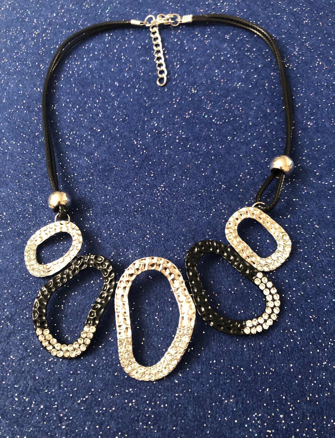 Geometric Shape Necklace, Black and Silver Shaped Statement Necklace - Etsy