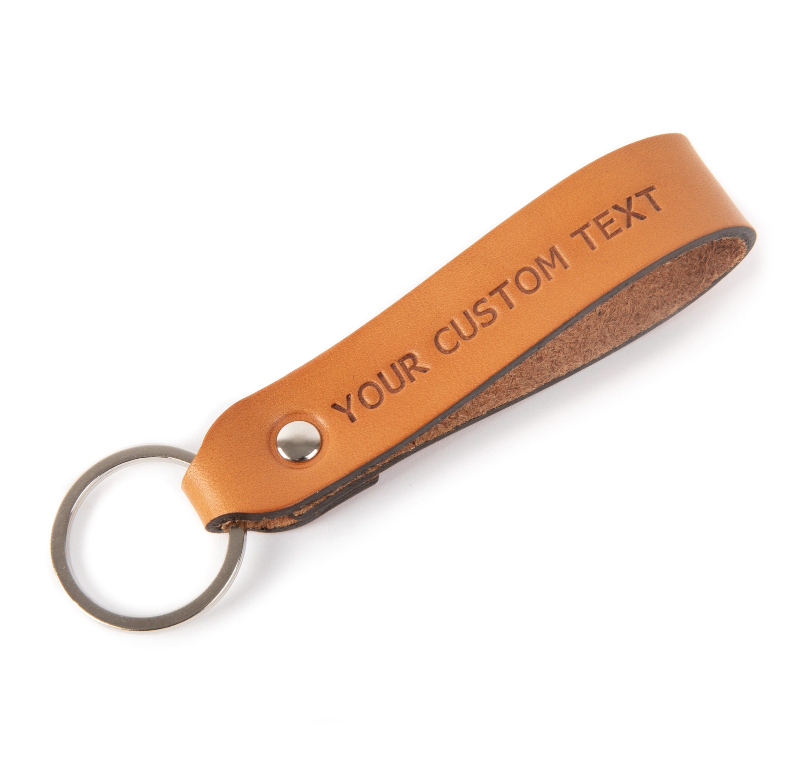 Personalized Leather Key Fob, Gift, Custom Drop Shape Ring, Clip ...