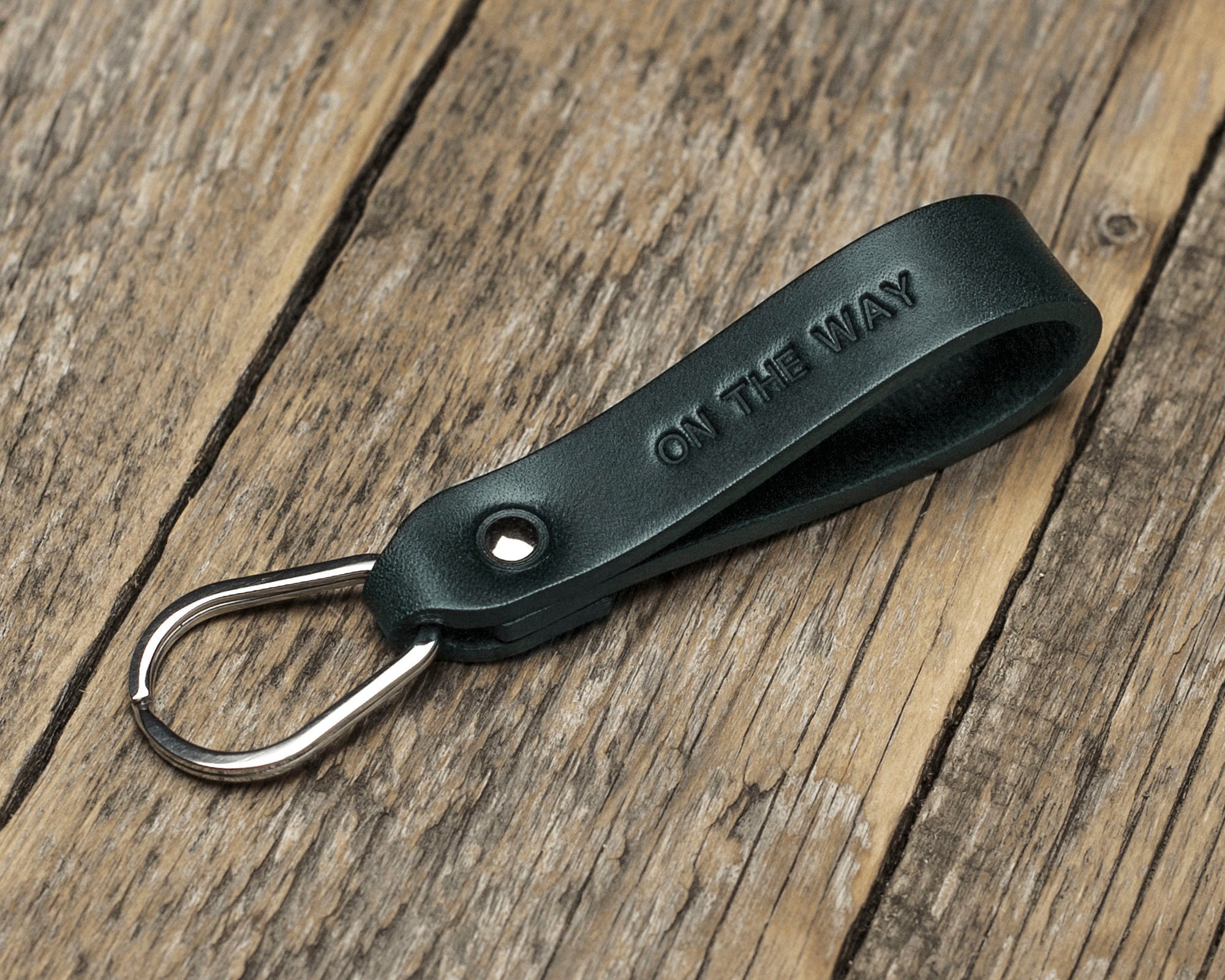 Personalized Green Leather Key Fob KEY Chain Custom Drop | Etsy UK