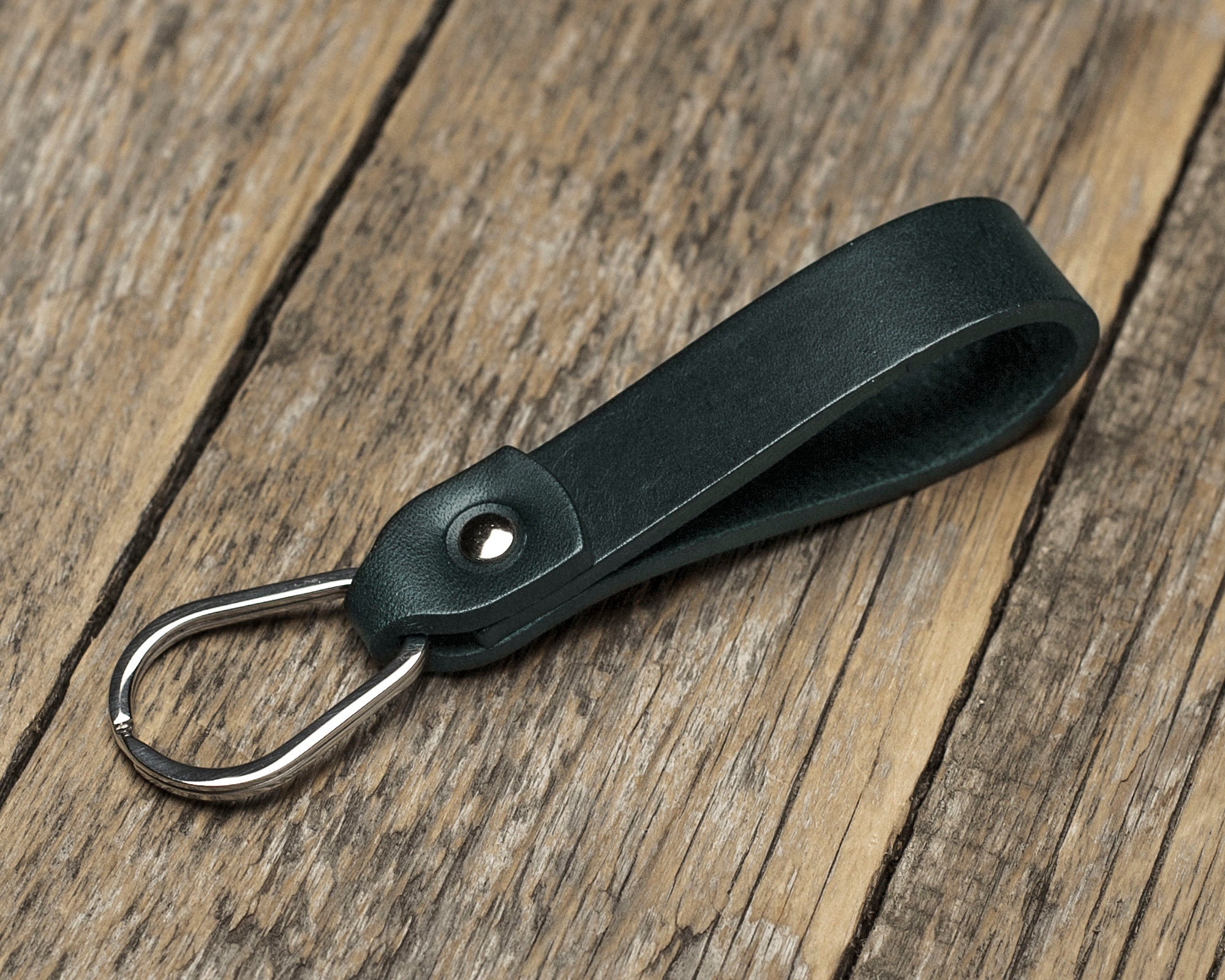 Personalized Green Leather Key Fob KEY Chain Custom Drop | Etsy