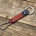 Red and Blue Leather Key Chain, Stainless Steel Carabiner Clip, Custom ...