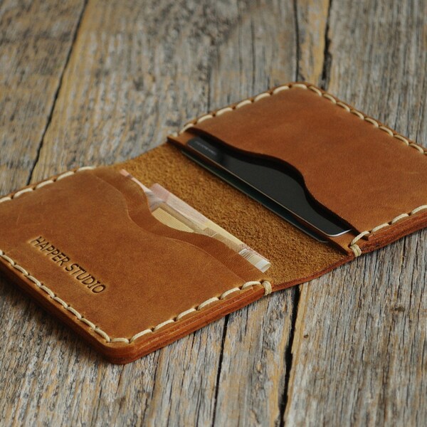 Rustic Leather Card Holder - Etsy