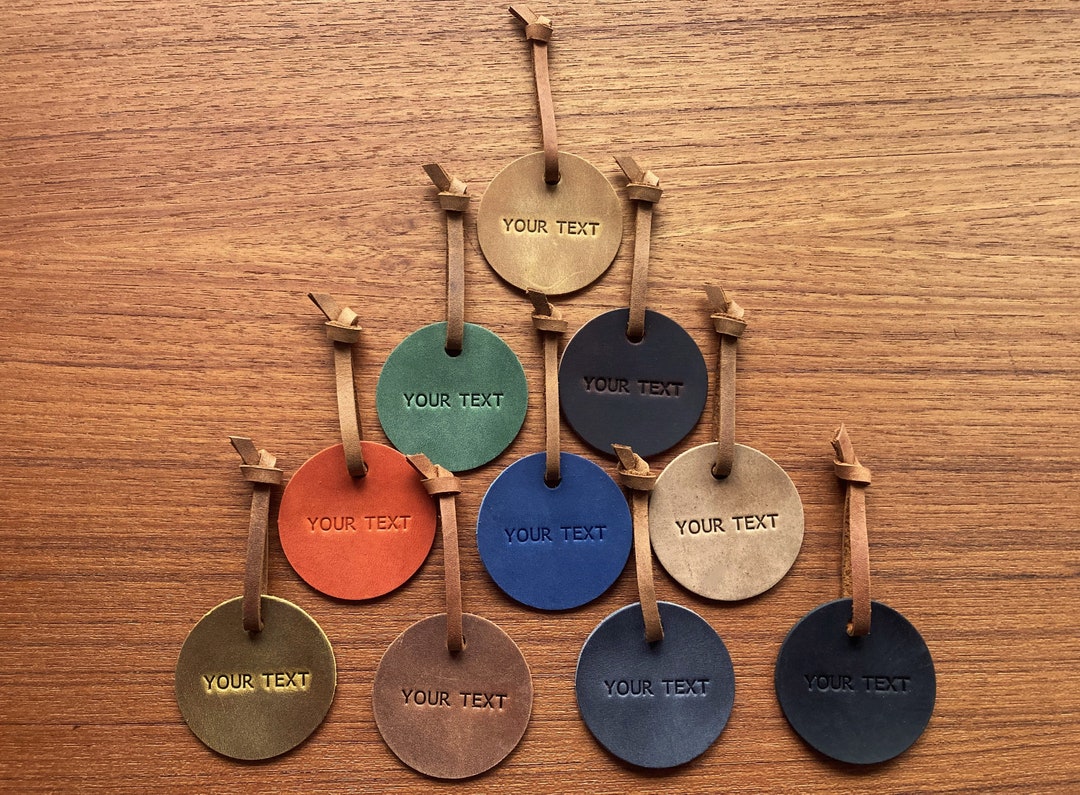 Round Circles Leather Tag With Hole, Personalized Labels Decoration, Ø ...