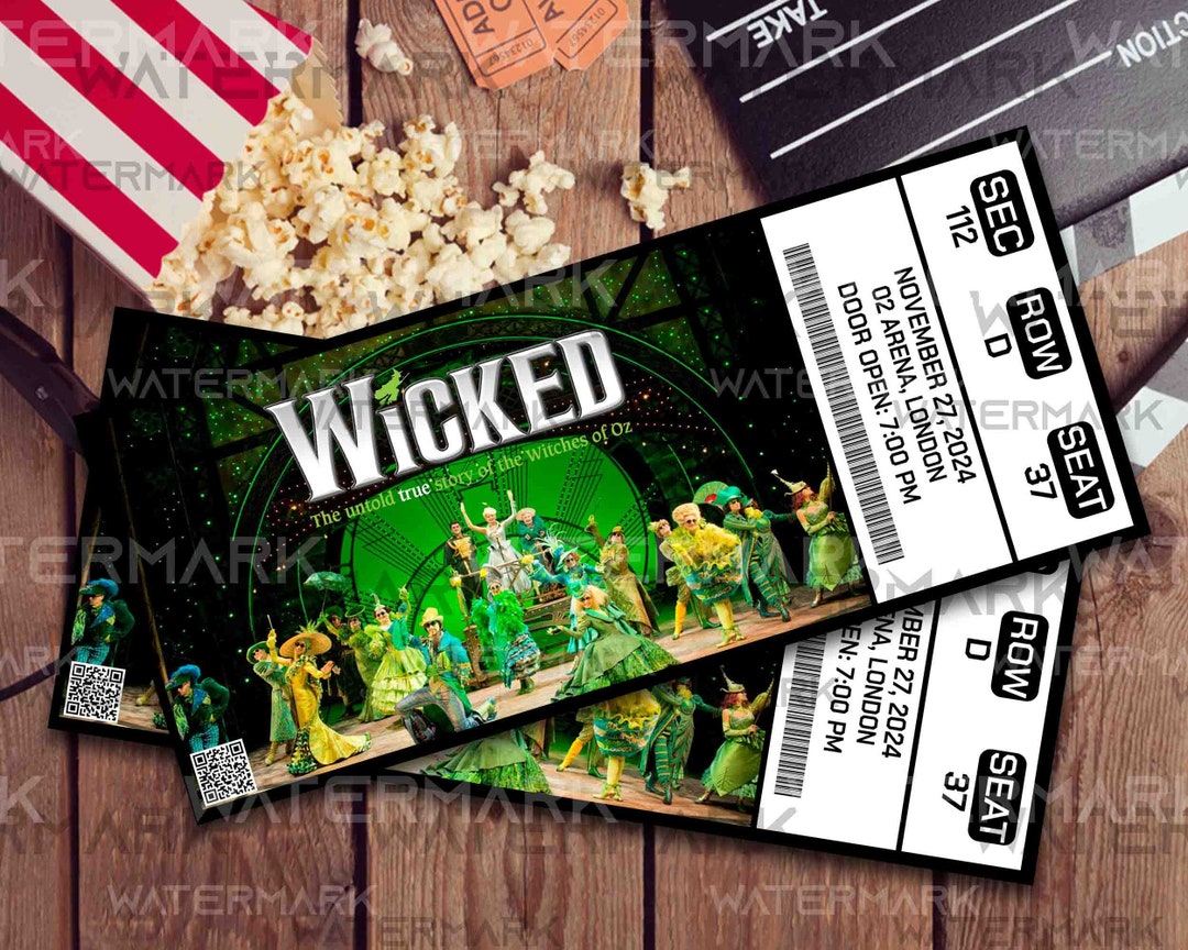 Custom Printable Wicked Theater Musical Ticket PDF Download Broadway ...
