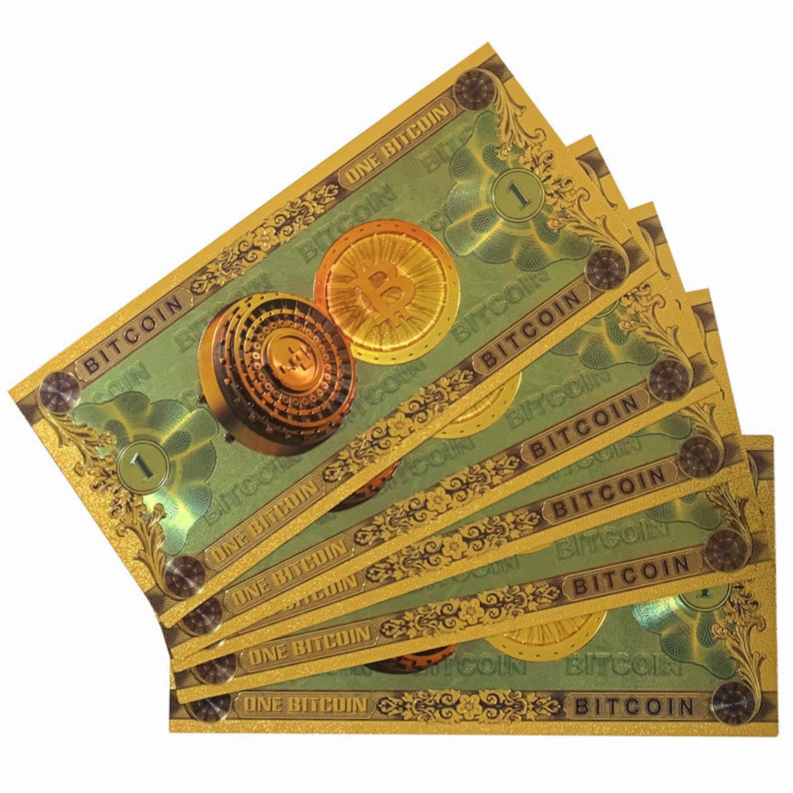 Bitcoin Bank Note 24 Quilates Gold Leaf chapado 1 Bitcoin BTC Foil Bank ...