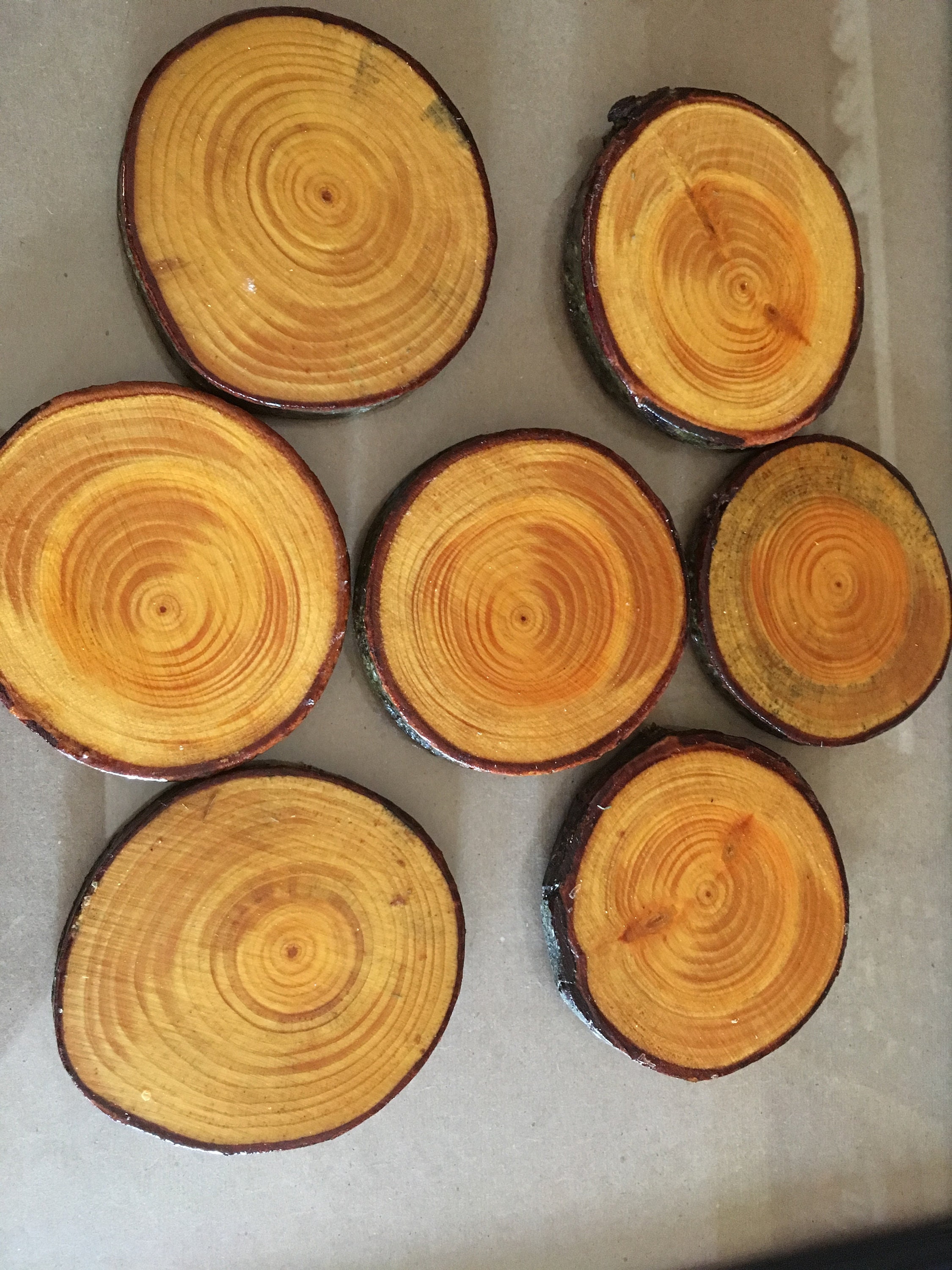 Decorative Set of Wood Coasters, Handmade and Natural Coaster Set With ...