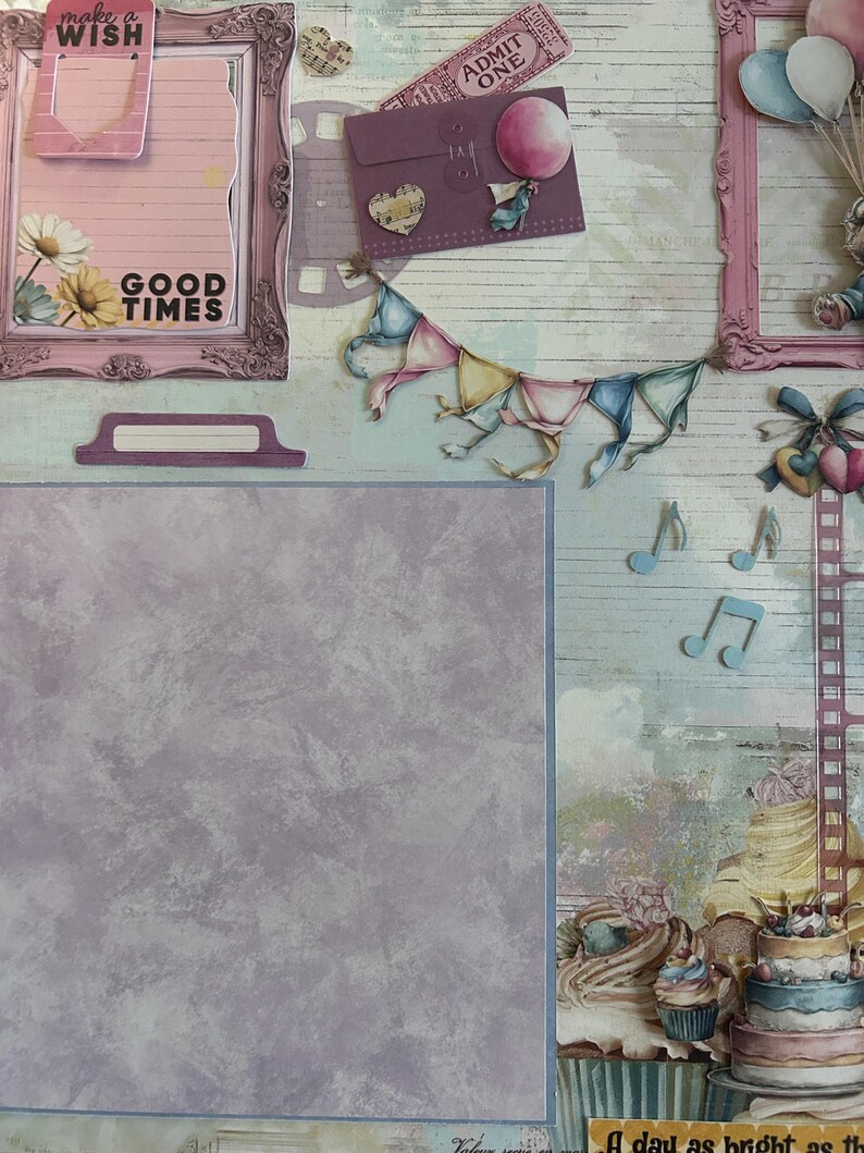 Birthday 12x12 Scrapbook Layout, Scrapbook Page - Make A Wish - Etsy