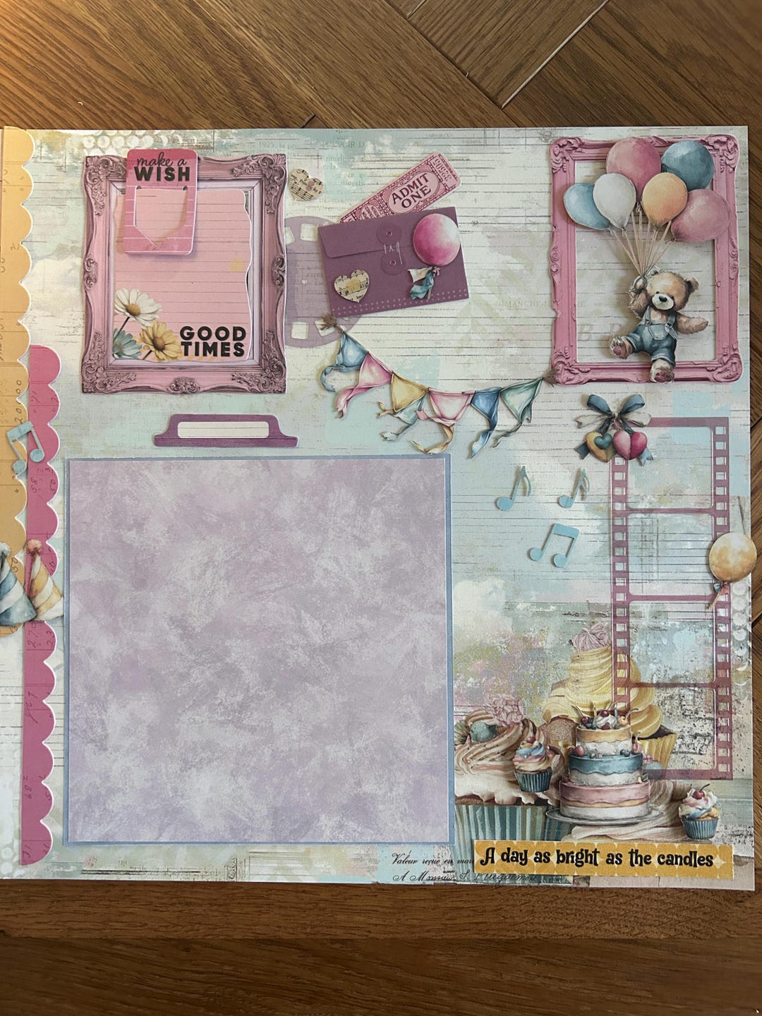 Birthday 12x12 Scrapbook Layout, Scrapbook Page - Make A Wish - Etsy