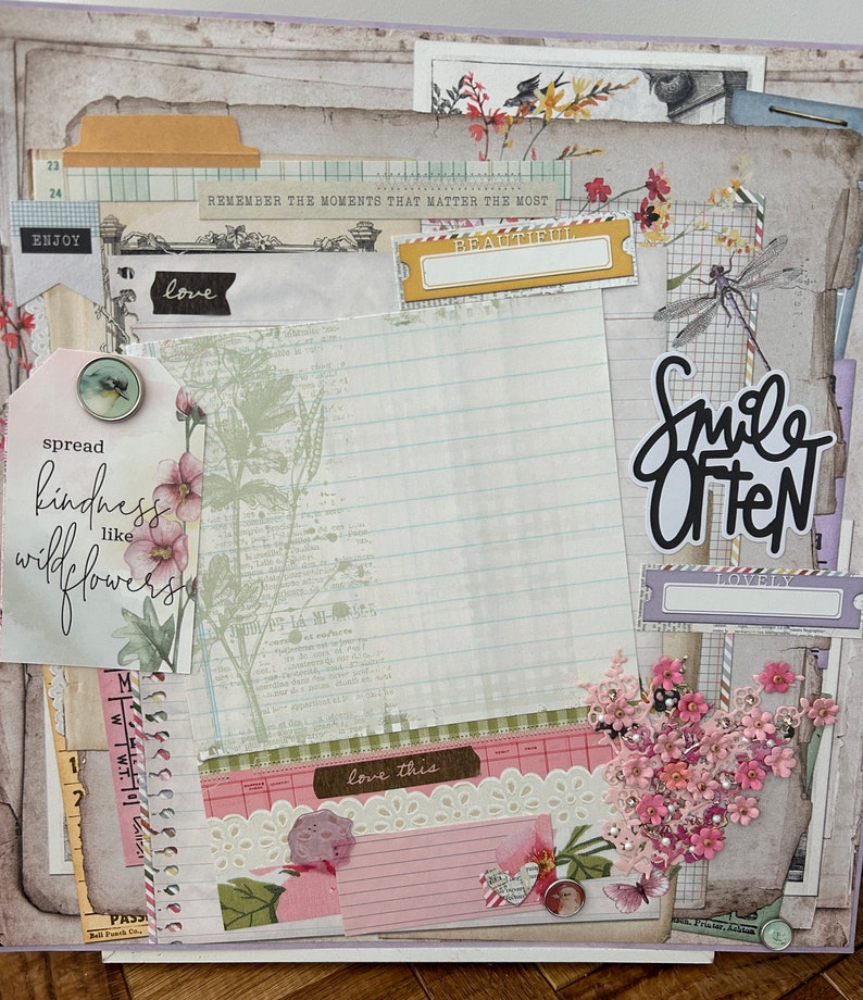 12 X 12 Scrapbook Layout - Scrapbook Page Smile Often - Etsy