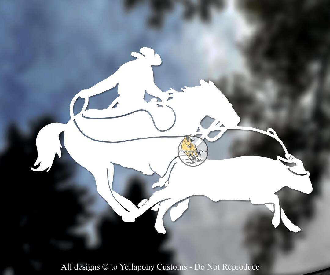 Cowboy Roping Steer Decal | High Quality Vinyl Western Horse Window ...